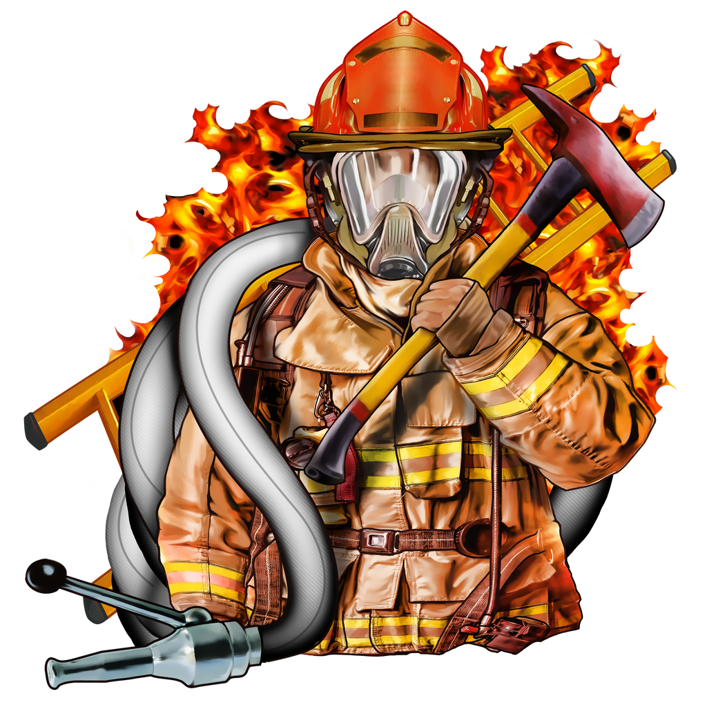 Home › Fire Fighter Fabric, Custom Print Panel, Firefighter with Ax 5766