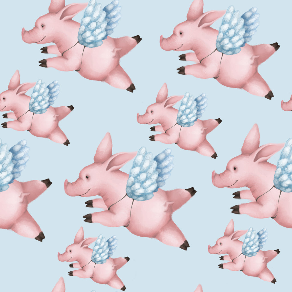 Home › Pig Fabric, When Pigs Fly Fabric, Cotton or Fleece 1761