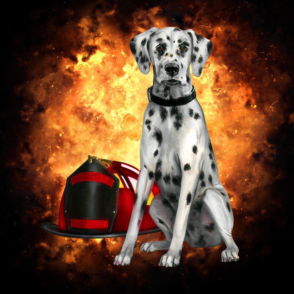 Home › Fire Fighter Fabric, Dalmatian Fabric Panel with helmet 1608