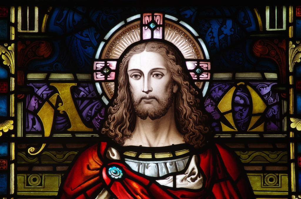 Home › Religious Fabric, Stained Glass Fabric Panel of Jesus Christ 10203