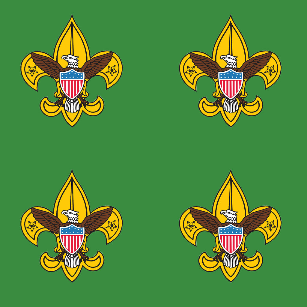 Home › Boy Scout Fabric, Boy Scout Emblem on Green, Cotton or Fleece 2030