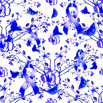 Home › Cancer Fabric, Colon Cancer Fabric, Flowers Butterflies and ...