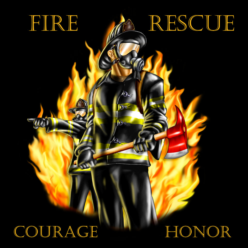 Home › Firefighter Fabric, Fire Rescue, Courage Honor Fabric Panel 1604