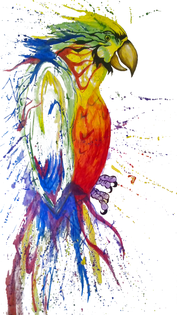 Home › Bird Fabric, Parrot Fabric, Watercolor Fabric, Scared Parrot 460